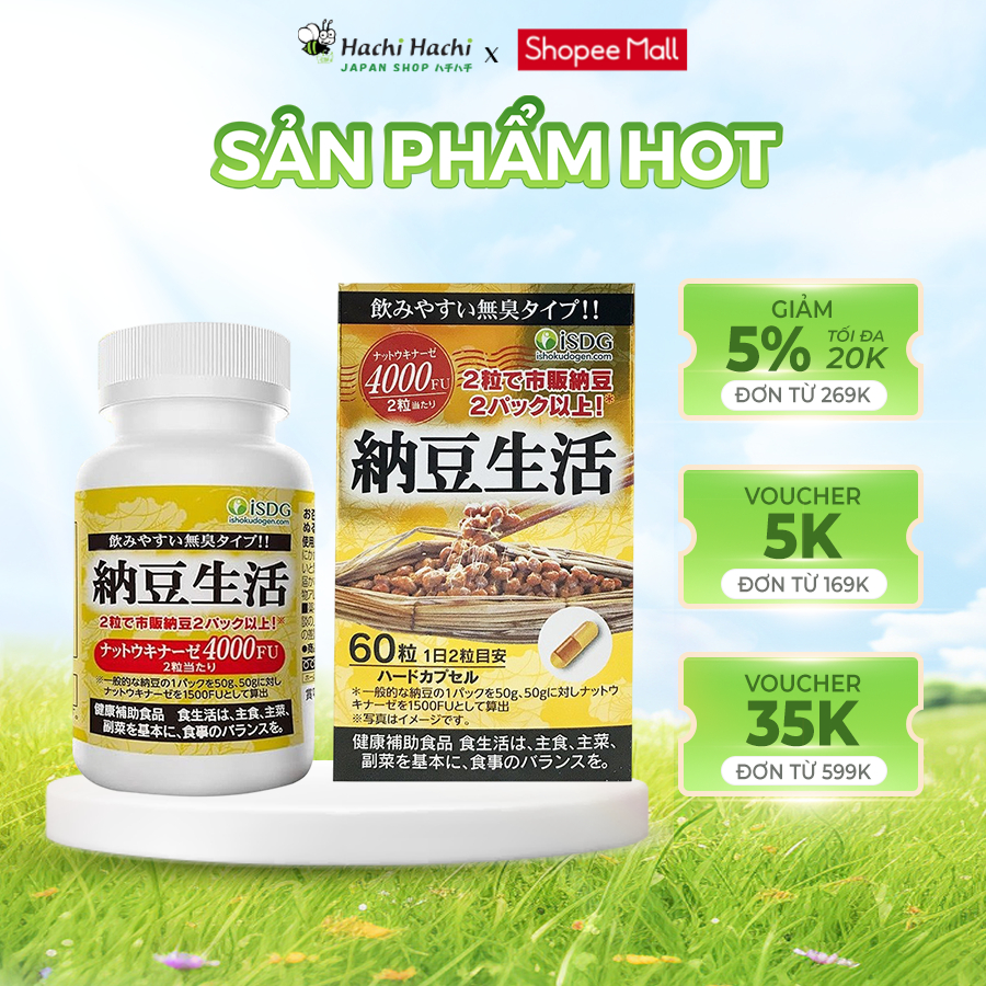 TPBVSK: Viên uống nattokinase 4000 FU iSDG 60 viên - Hachi Hachi Japan Shop | Shopee Việt Nam