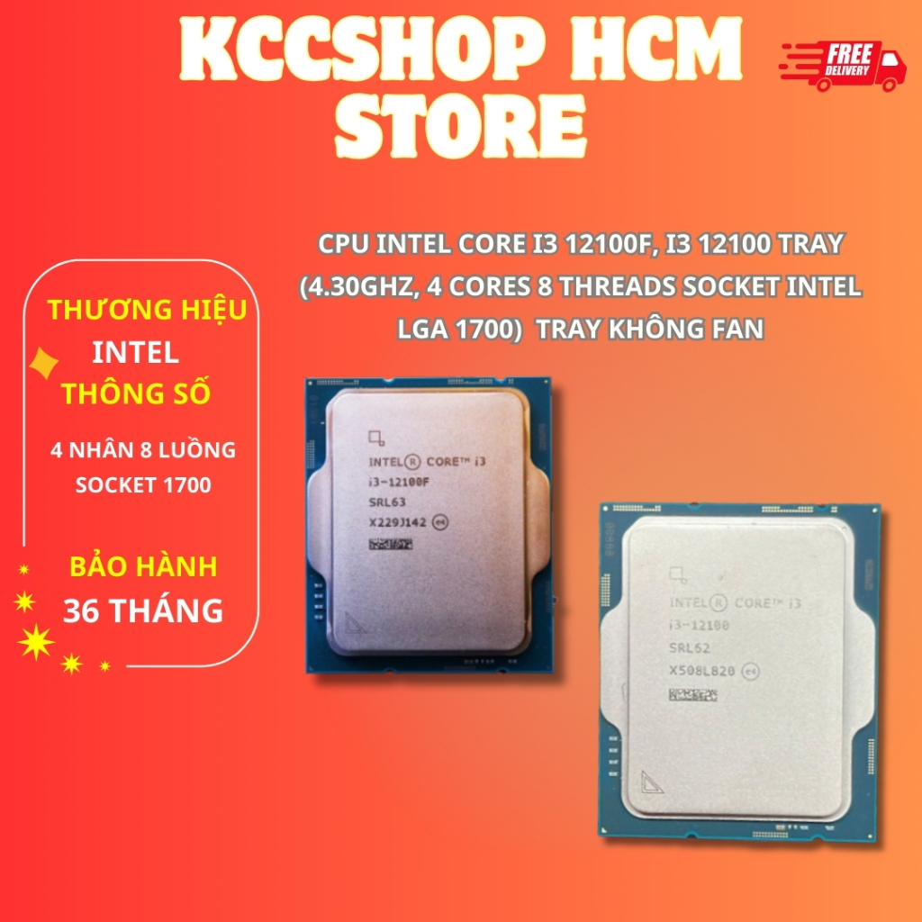 CPU Intel Core i3 12100F, i3 12100 TRAY (4.30GHz, 4 Cores 8 Threads ...