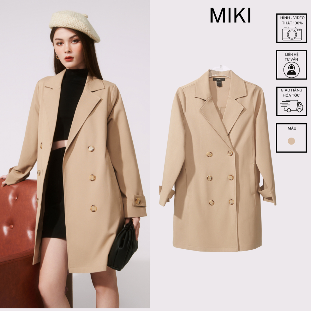 ÁO KHOÁC MANGTO NỮ DÁNG VỪA MIKI MÀU KEM ĐẬM | Shopee Việt Nam