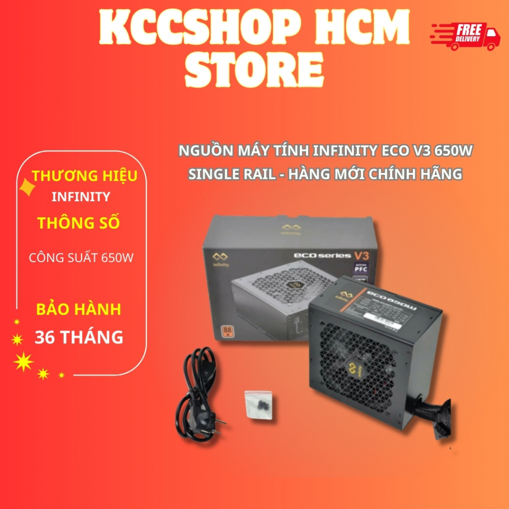 Nguồn máy tính Infinity Eco V3 650W Single Rail - Hàng mới bảo hành 3 năm | Shopee Việt Nam