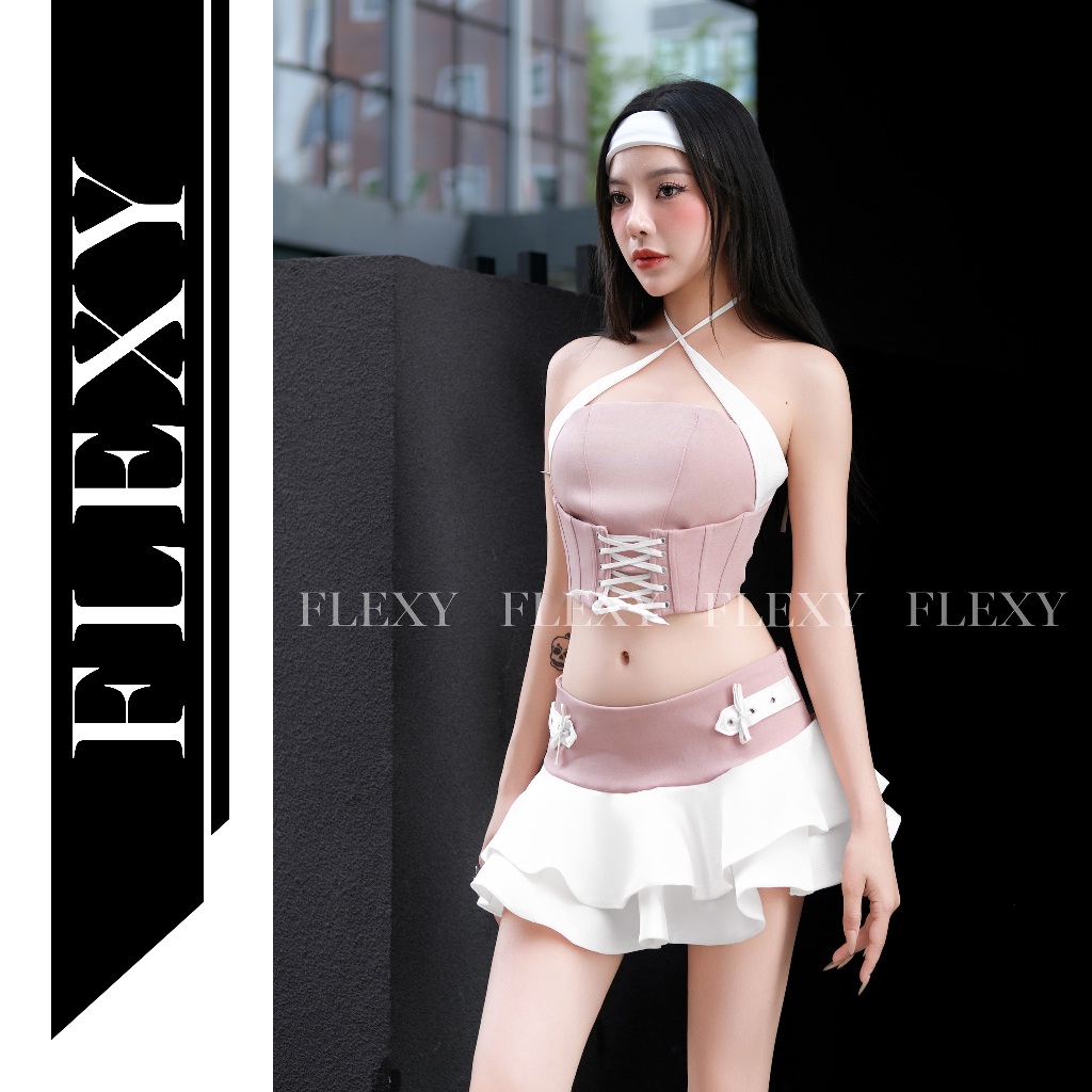 Set áo corset và chân váy xòe 2 tầng màu hồng Cateline - F9 FLEXY thiết kế | Shopee Việt Nam
