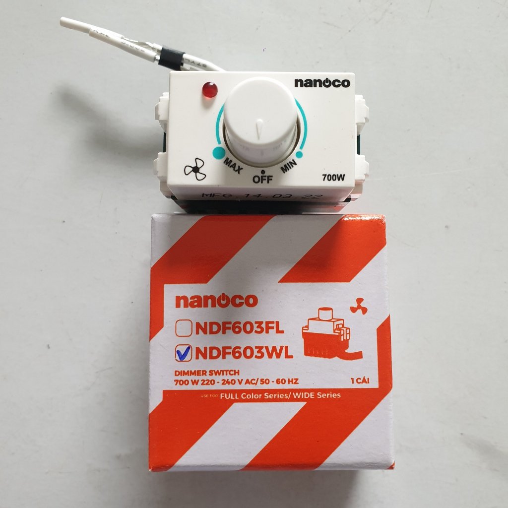 Hạt công tắc dimmer điều chỉnh tốc độ quạt 700W NDF 603W Nanoco dùng ...