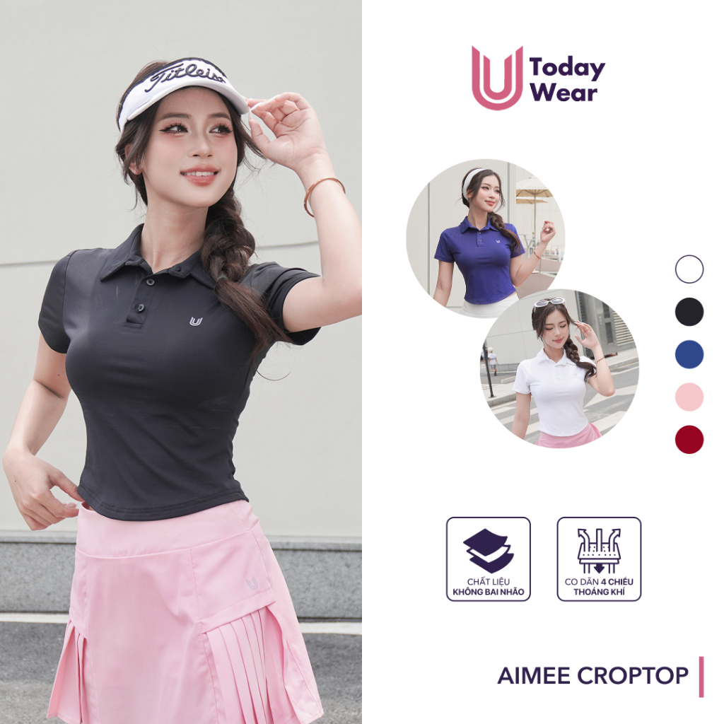 Áo thể thao polo croptop Aimee Today U Wear chất liệu thoáng mát thấm ...