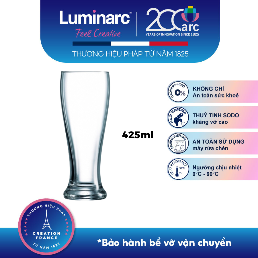 Bộ 6 Ly Bia Thủy Tinh Luminarc Brasserie 425ml - LUBRJ5185 | Shopee Việt Nam