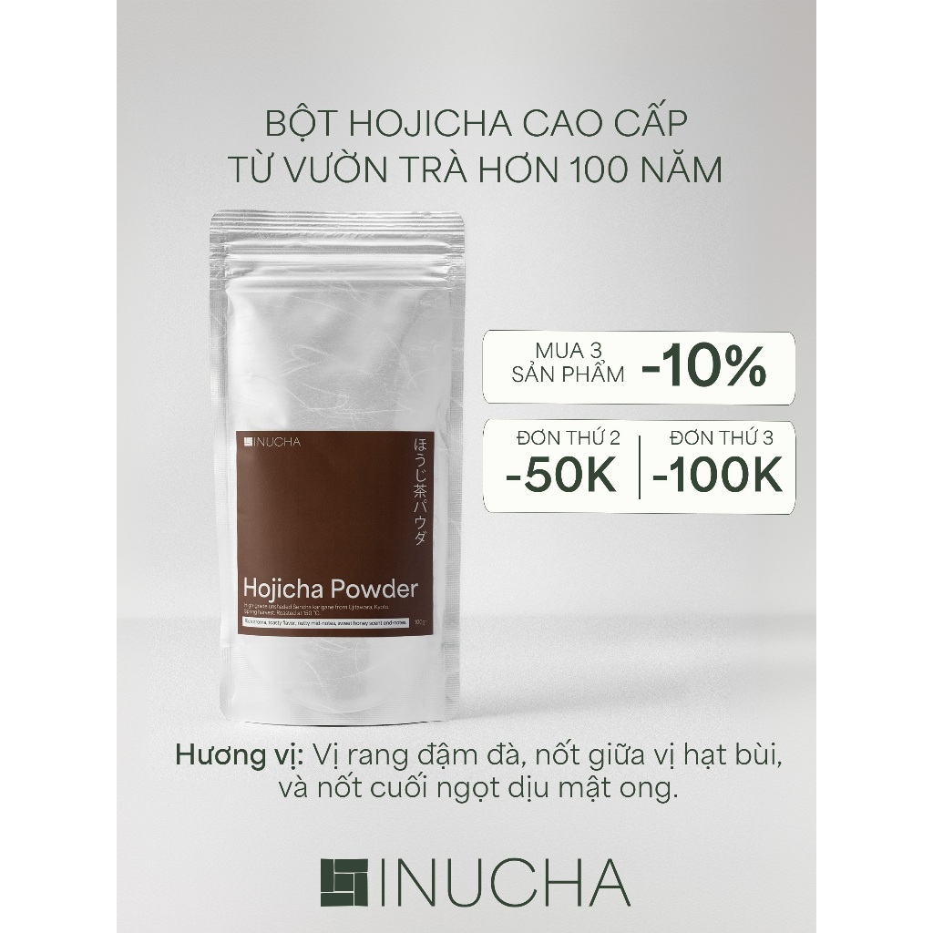 [TÚI 100GR / 30GR ] Bột trà xanh rang INUCHA HOJICHA POWDER | Thu hoạch ...