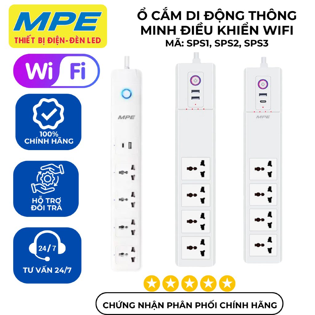 [WIFI] Ổ cắm di động thông minh MPE điều khiển wifi tích hợp sạc tuỳ ...