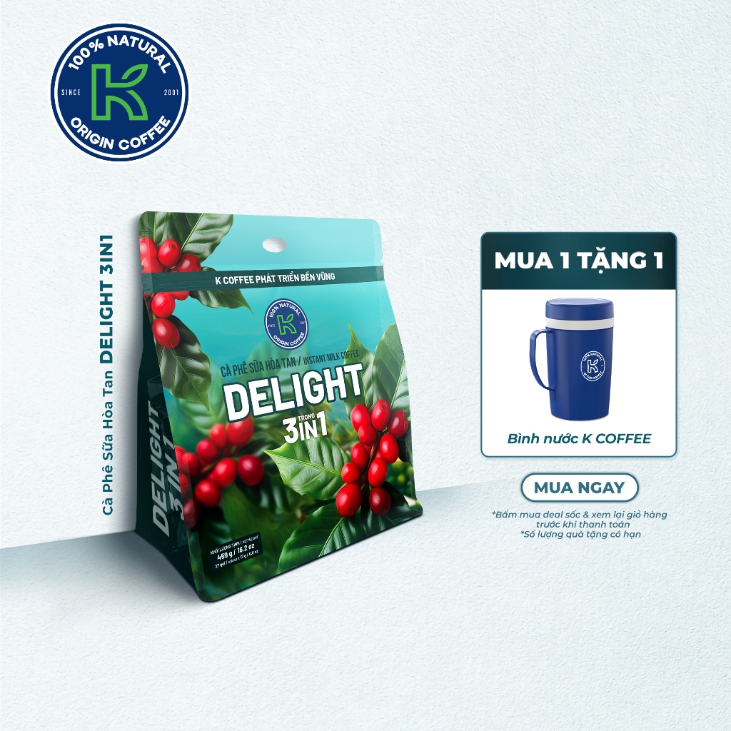 Cà Phê Sữa Hòa Tan K Delight 3in1 459g (Túi 27 gói x 17g) - K COFFEE ...