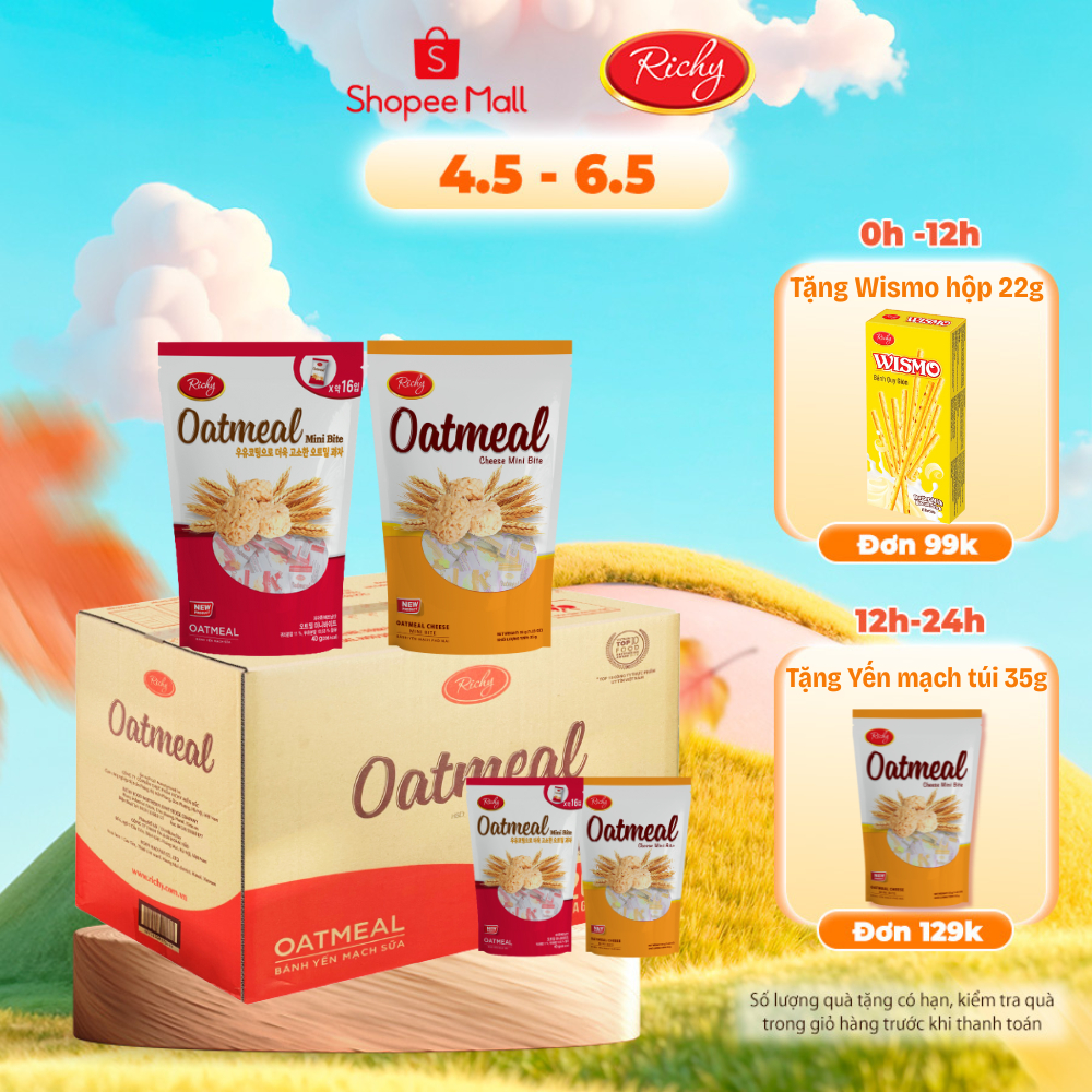 [QUÀ TĂNG ĐỘC QUYỀN] [HN] Thùng bánh yến mạch mini bite 40gr (48 túi ...