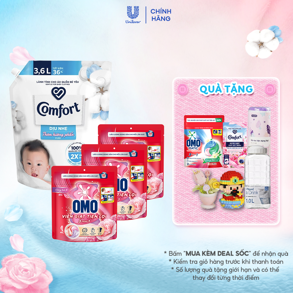 [LIVE] Combo 3 túi viên giặt tiện lợi OMO 3 trong 1 (50 viên/túi) & 1 ...