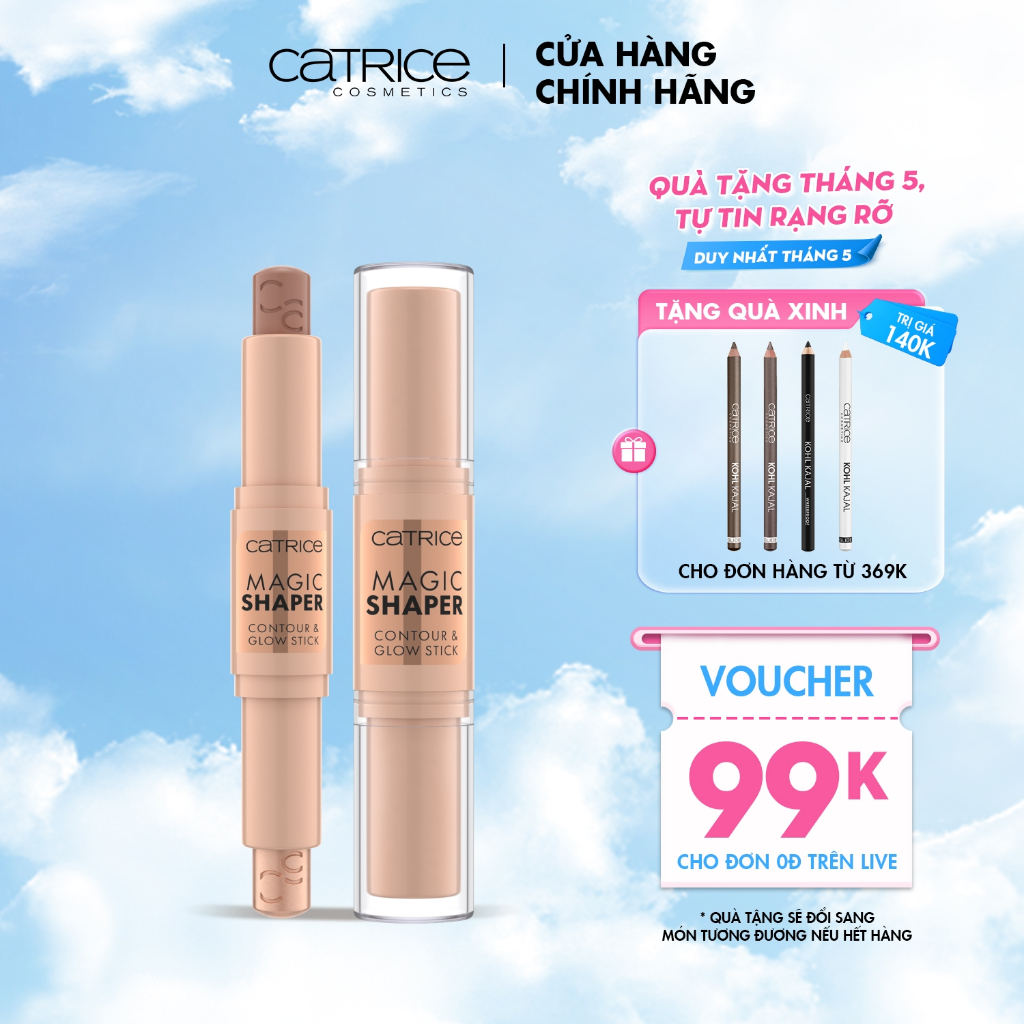 Bút tạo khối và highlight Catrice Magic Shaper Contour & Glow Stick mịn ...