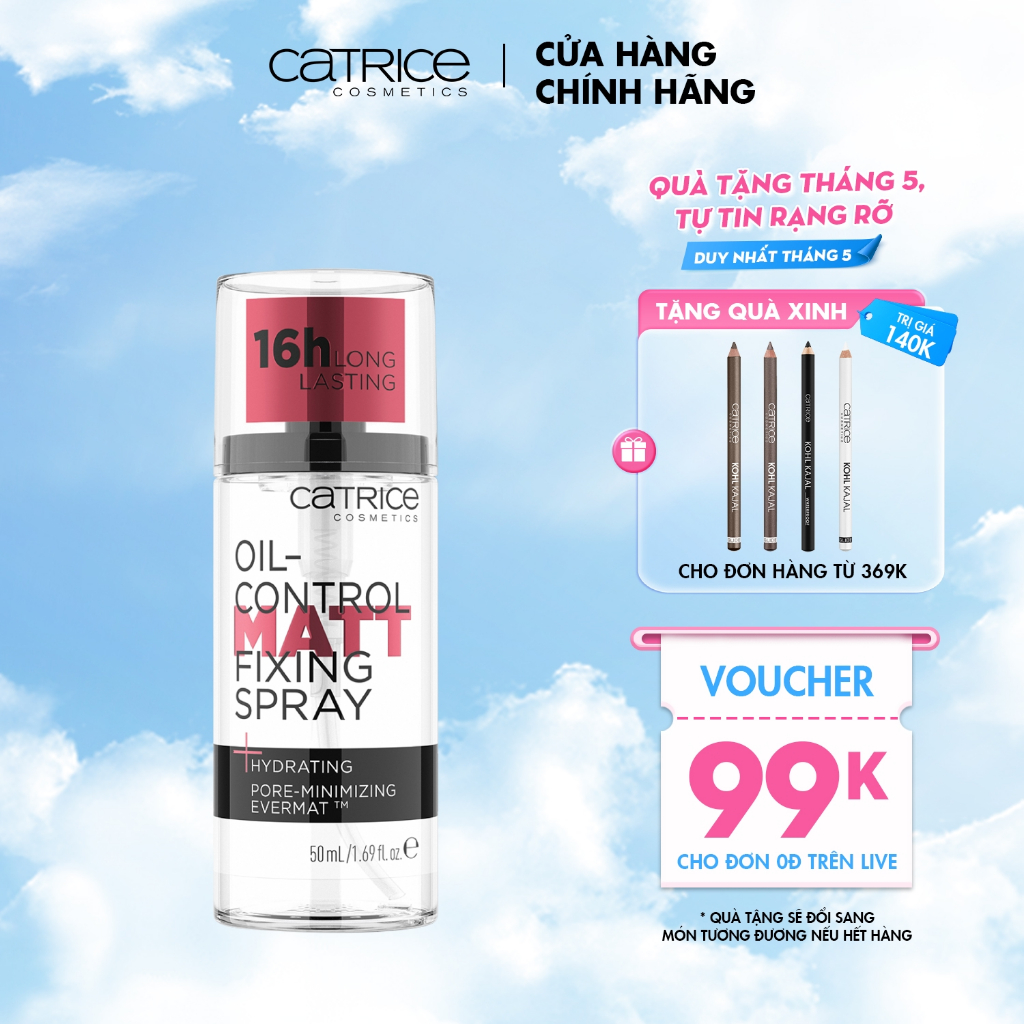 Xịt khóa nền Catrice Oil-Control Matt Fixing Spray kiềm dầu và cố định ...