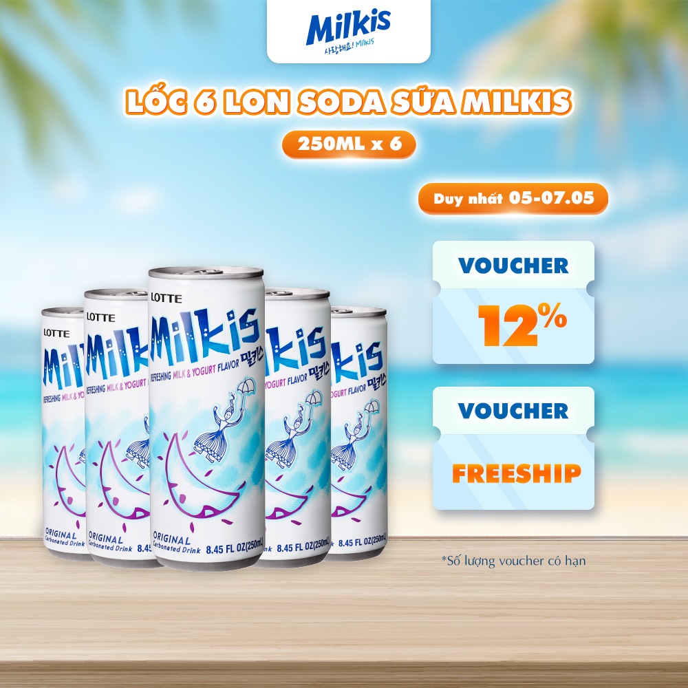 Lốc 6 Lon Soda sữa Milkis (250ml x6) | Shopee Việt Nam