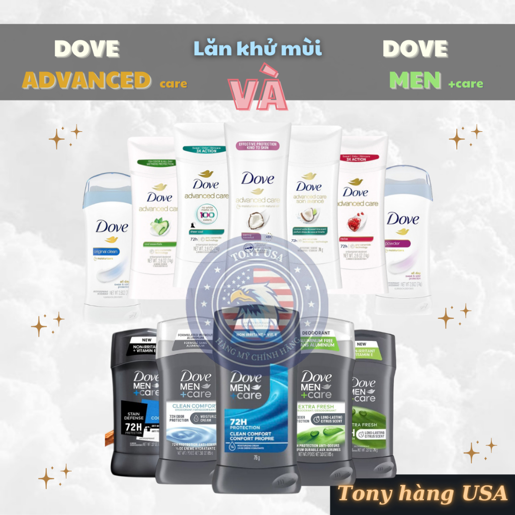 Lăn Khử Mùi Dove Men+ Care Anti-Perspirant/ Advanced Care Cho Nam/Nữ 76g/85g Của Mỹ - Tony Hàng ...