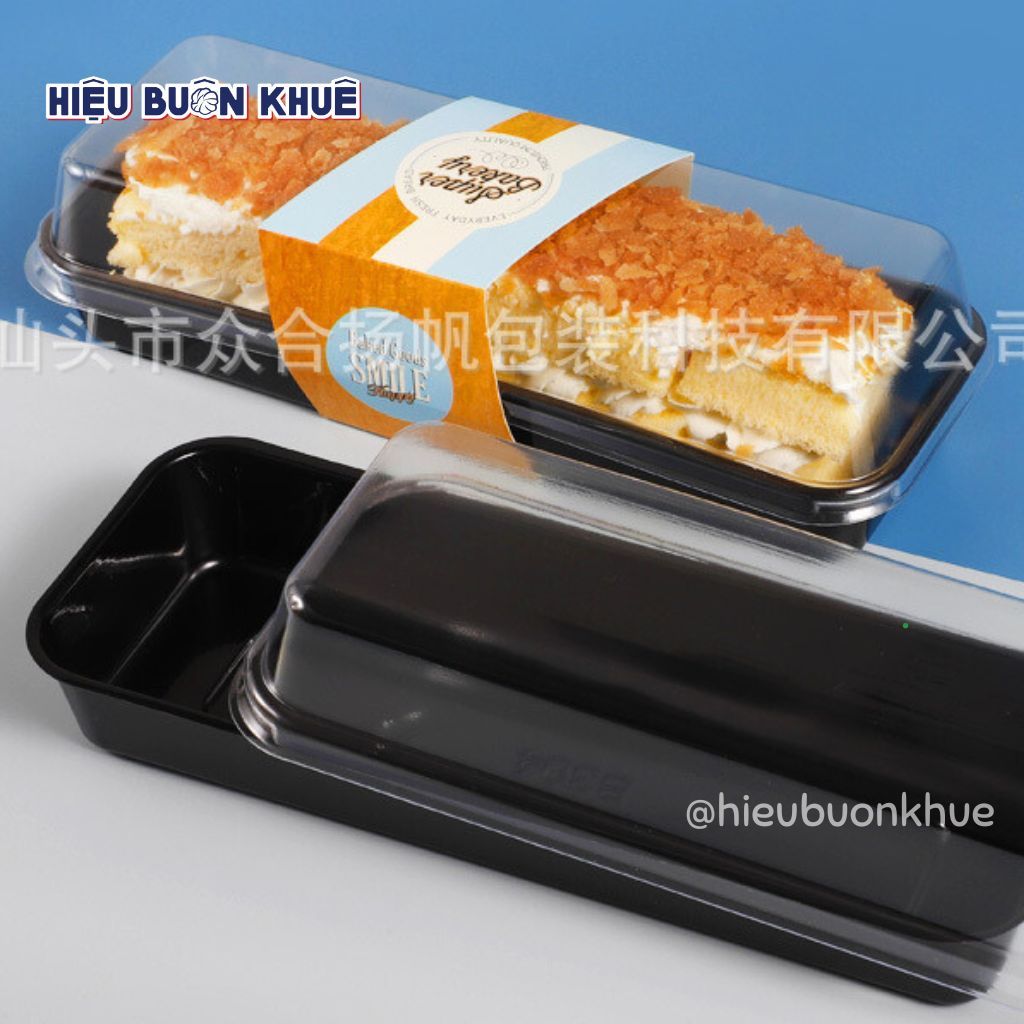 50 Hộp Nhựa Đế Đen Đựng Bông Lan Trứng Muối, Bánh Ngọt, Bánh Mochi ...