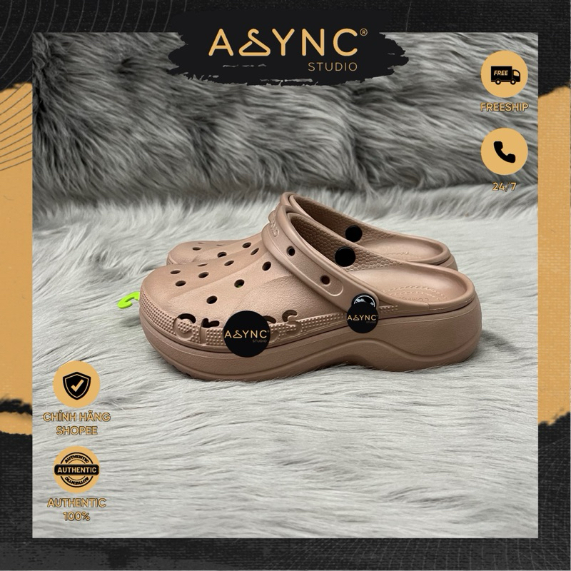 (Auth) Dép Sục Platform Baya Classic Clog Unisex Nam Nữ Màu Nâu Socola Đế Cao 5cm Cho Nữ - Async ...