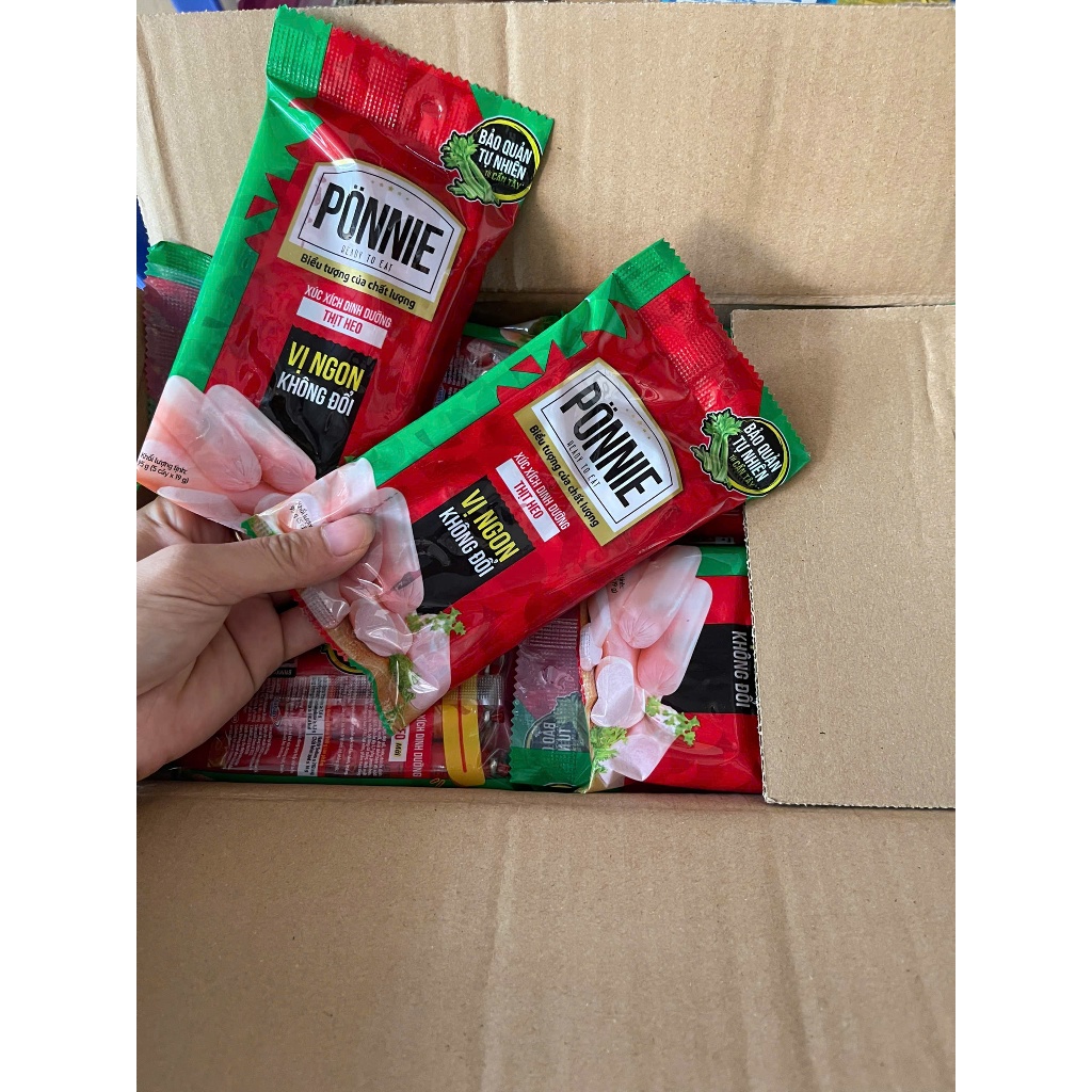 Thùng Xúc Xích Dinh Dưỡng Ponnie Thịt Heo Thùng ( 20 gói x 95g ) & (20 gói x 175g) 5 Cây/gói ...