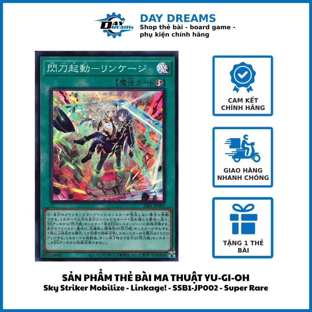 THẺ BÀI YUGIOH CHÍNH HÃNG: Sky Striker Mobilize - Linkage! - SSB1-JP002 - Super Rare | Shopee ...