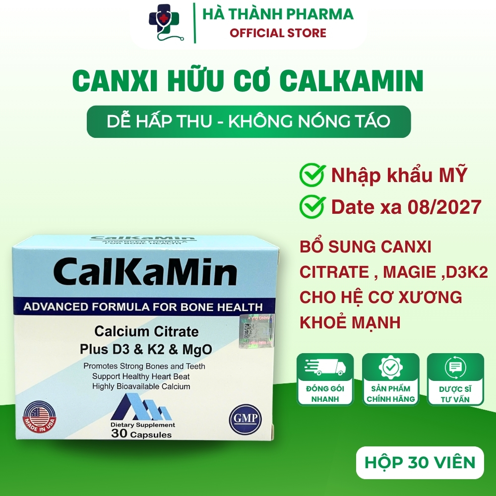 Canxi Hữu Cơ CALKAMIN Bổ Sung Canxi, Magie, Vitamin D3+K2 Giúp Xương ...
