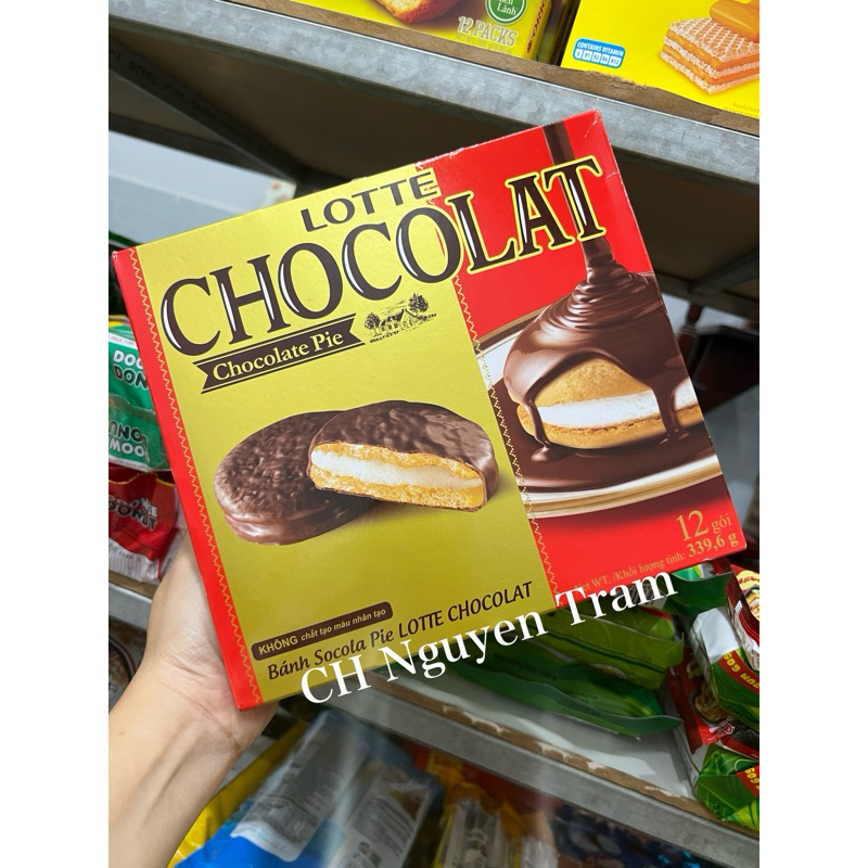 Bánh Socola Pie Lotte Chocolat hộp 339,6g(12 cái) | Shopee Việt Nam