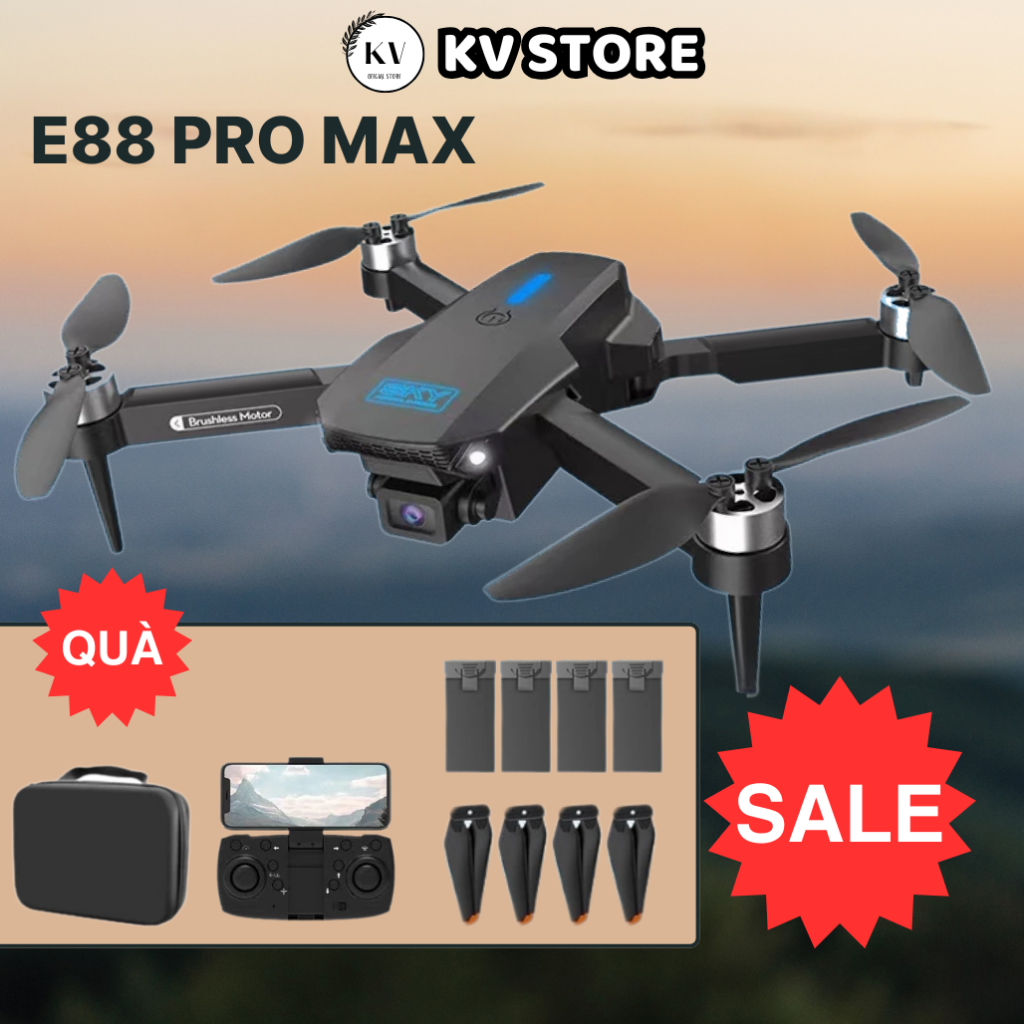 flycam E88 Promax, flycam giá rẻ động cơ không chổi than, flaicam mini ...