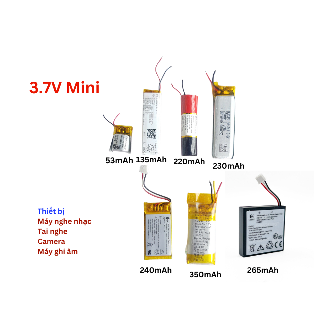 Pin sạc 3.7V xuất hàn chuyên để dùng nhiều kích tấc cho trang bị camera ...