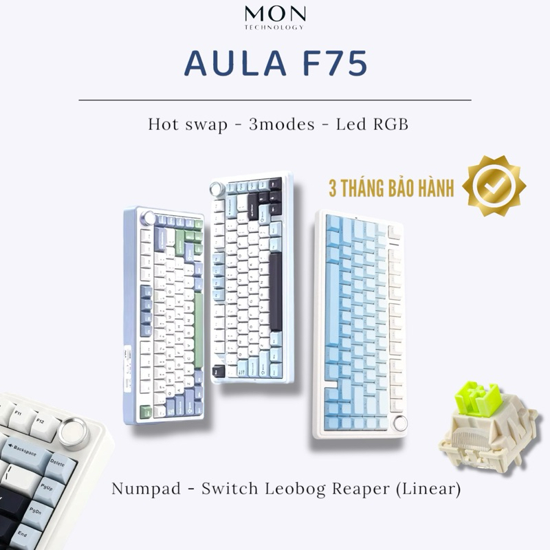[Sẵn Hàng] Bàn phím Aula F75 3 Modes | Mạch Xuôi | Led RGB | Led Viền ...