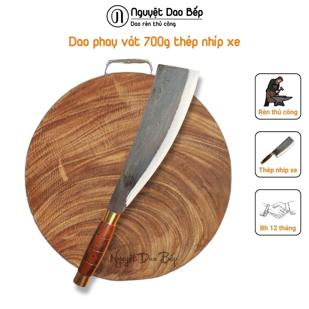 Dao chặt dừa, cây, gà, xương,... thép nhíp xe lưỡi 30cm nặng 500g - 700g dao làng rèn lý nhân ...
