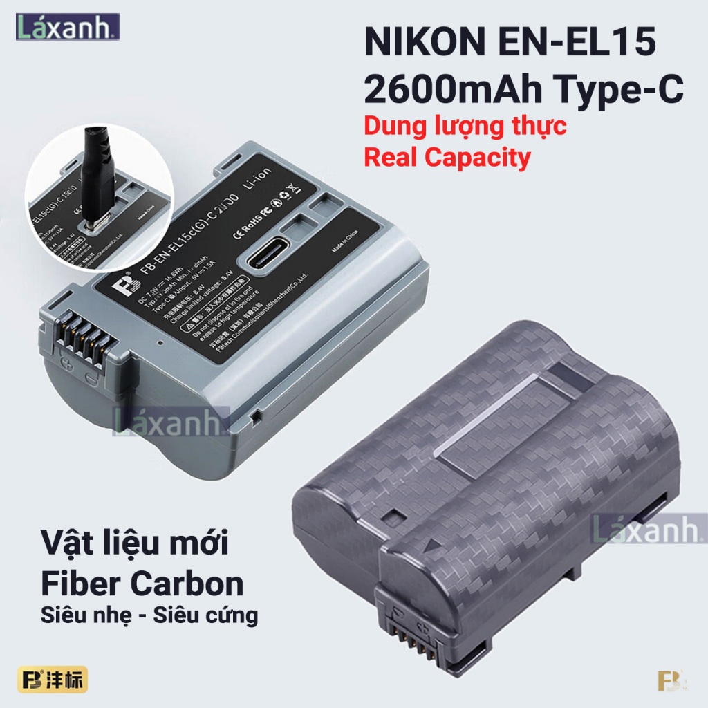 Nikon EN-EL15C Type-C 2600mAh | Pin máy ảnh sạc trực tiếp FB NIKON el15 Z63 Zf Z8 Z52 Z5 Z6 Z7 ...