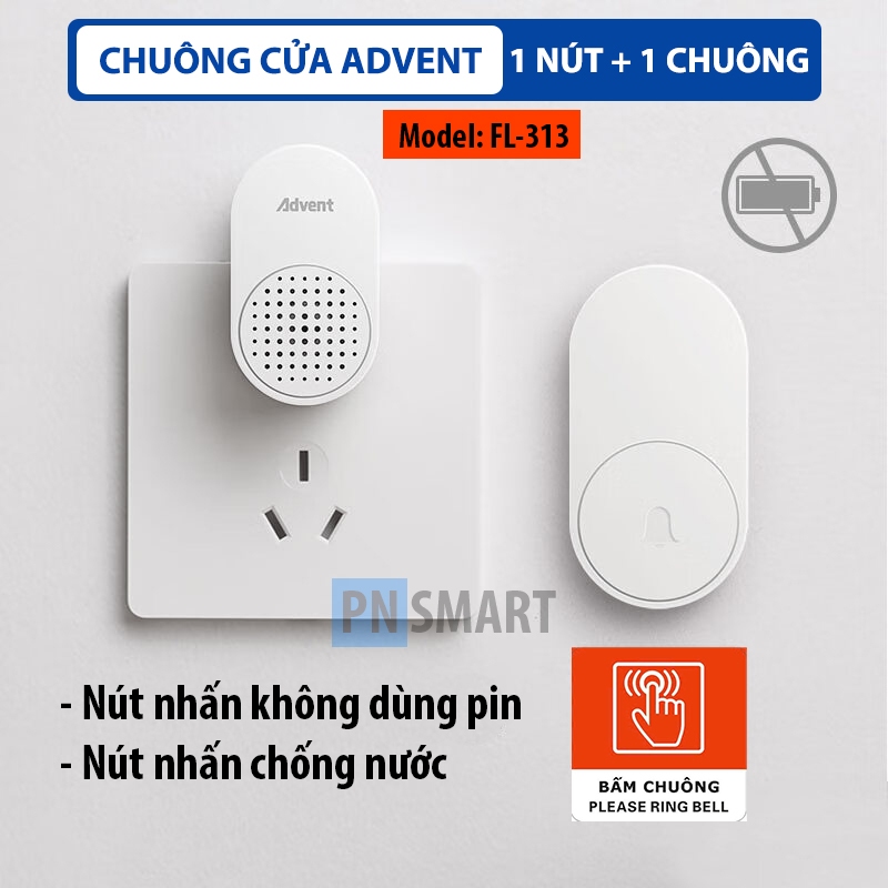 Chuông Cửa Không Dây Chống Nước, Không Dùng PIN Advent FL313 (Phiên bản ...