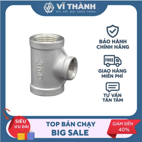 Tê thu ren trong inox 304 DN20 - DN50 | Shopee Việt Nam