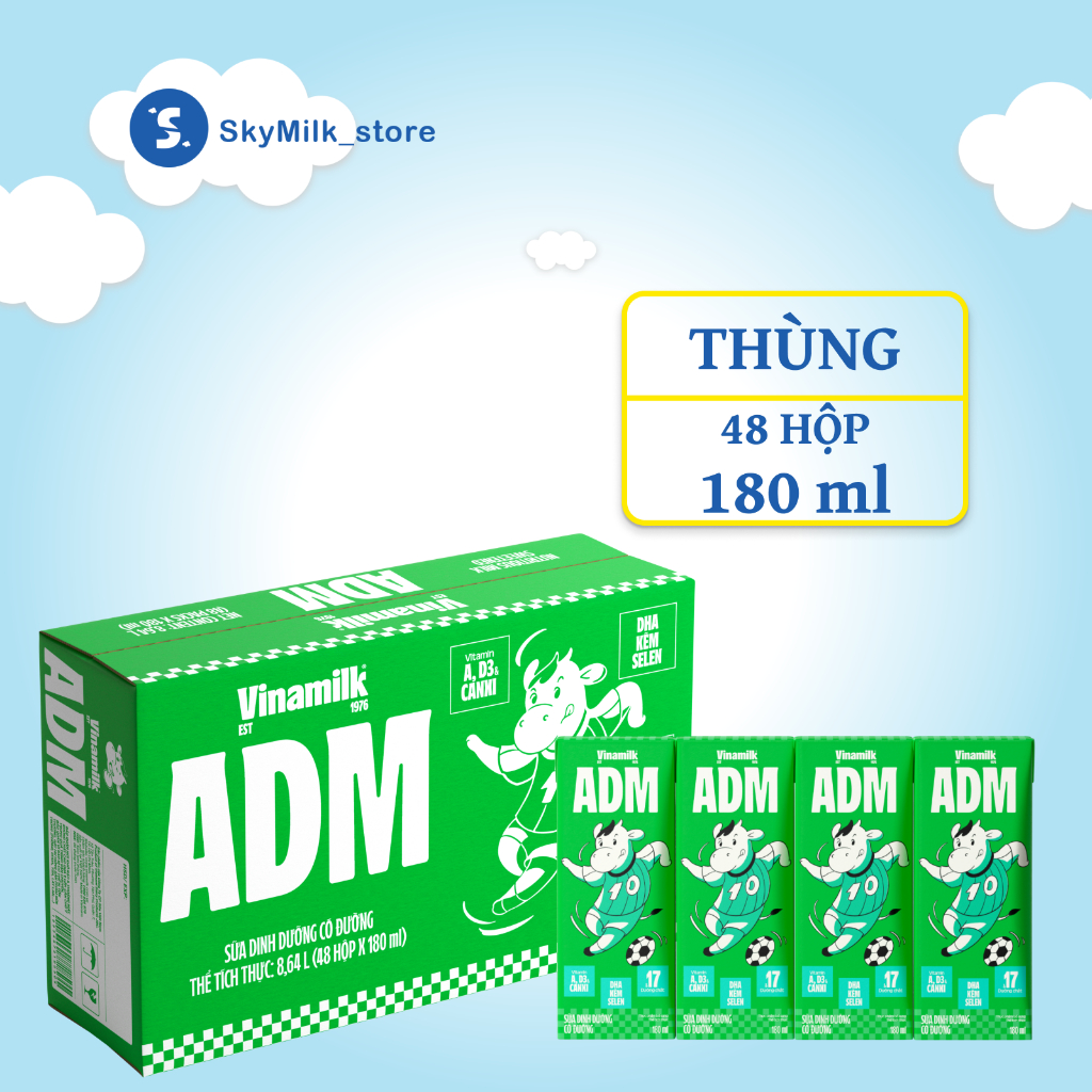 Vinamilk - Thùng 48 hộp 180ml Sữa dinh dưỡng ADM Có đường Vinamilk ...