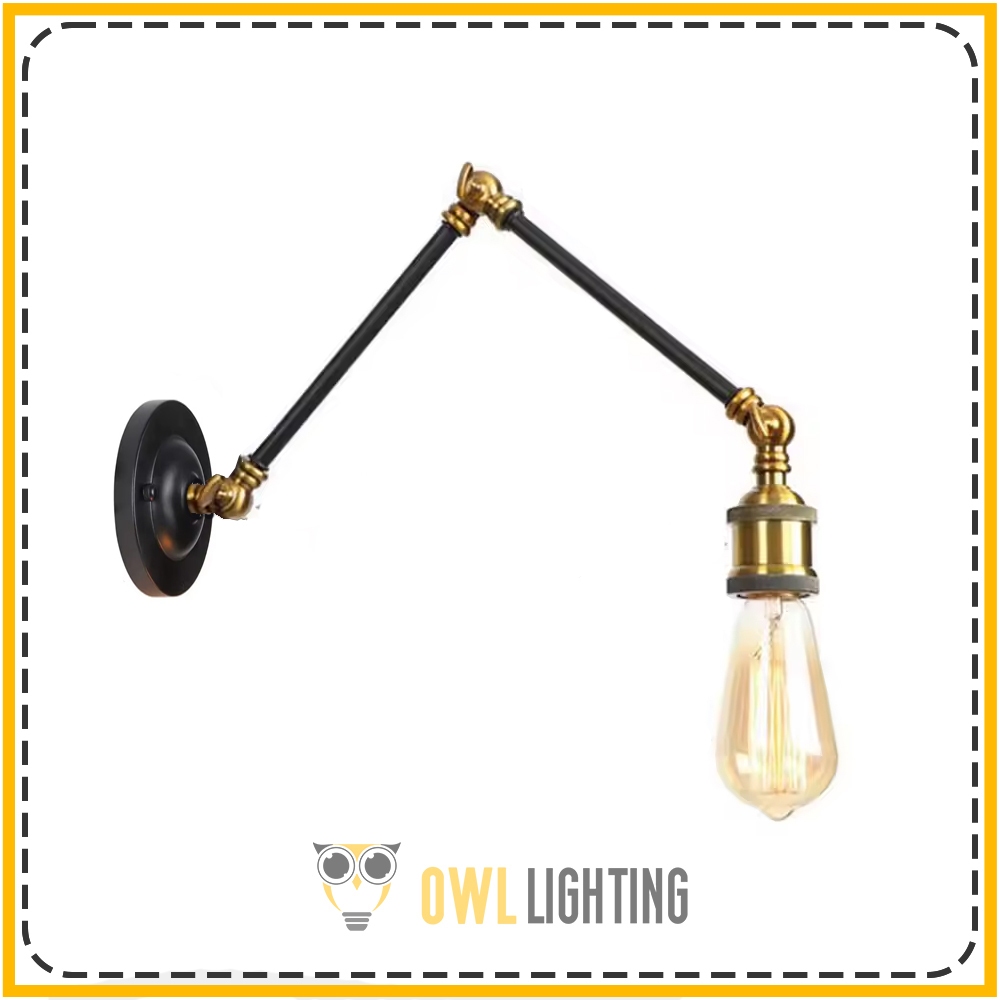 Đèn tường tay gấp khúc 3 khớp vàng Không chao (chưa bóng) OWL LIGHTING ...