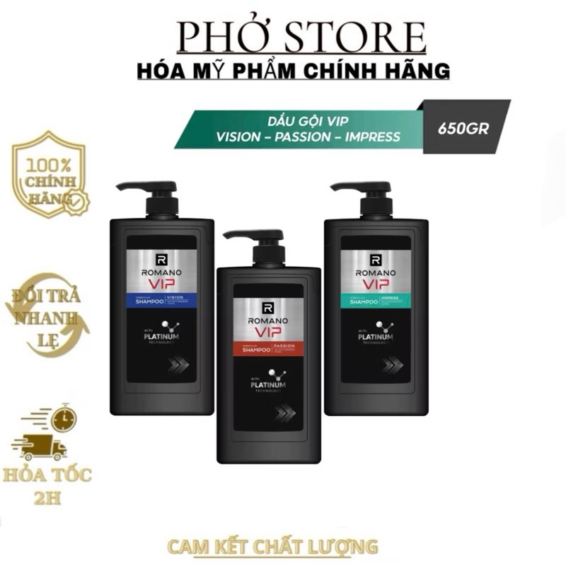 Dầu gội nam cao cấp Romano VIP Passion / Vision / Impress 650g | Shopee ...