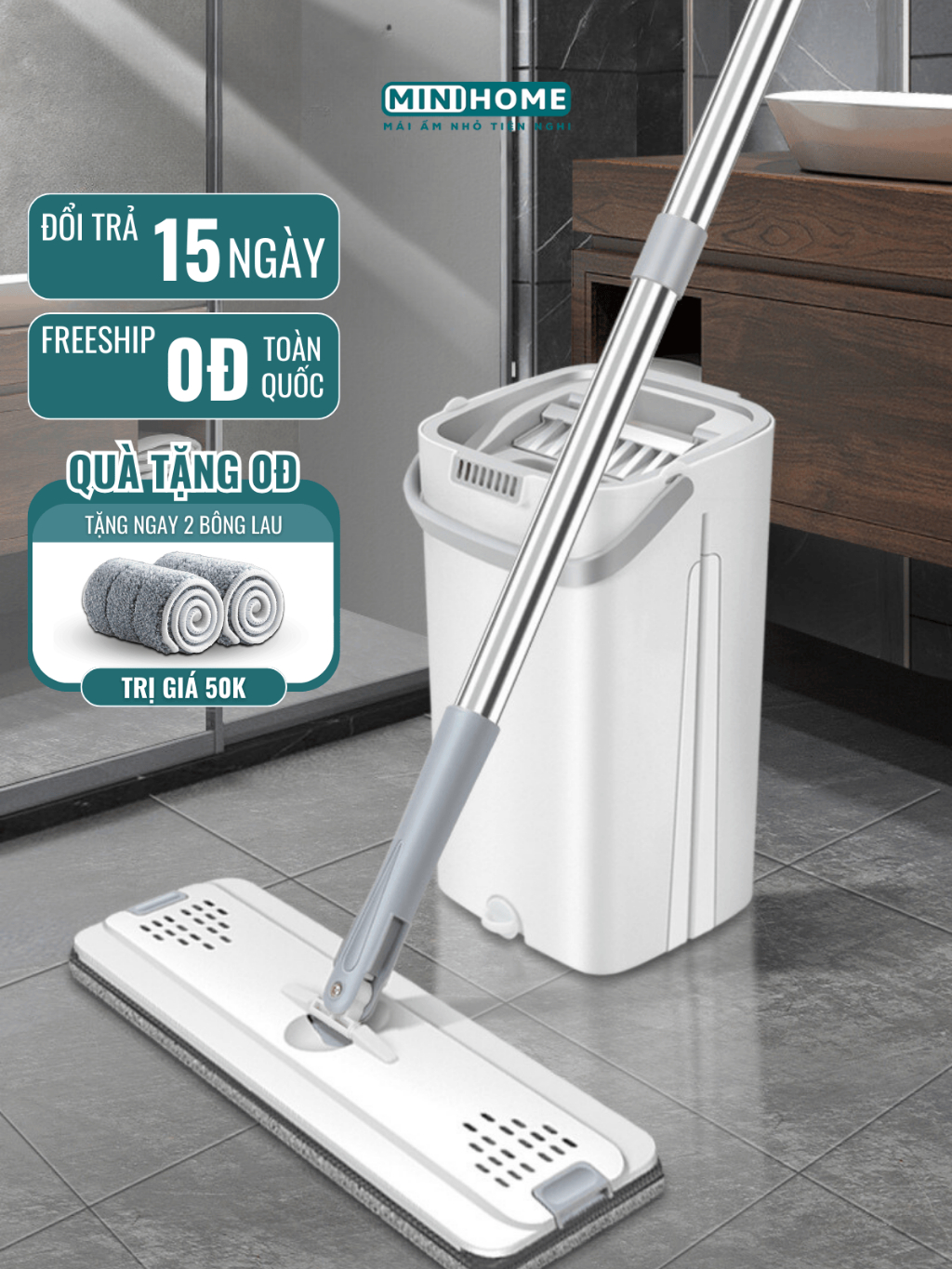 Cây lau nhà tự vắt thông minh bộ chổi lau nhà 360 độ đa năng bộ lau nhà ...