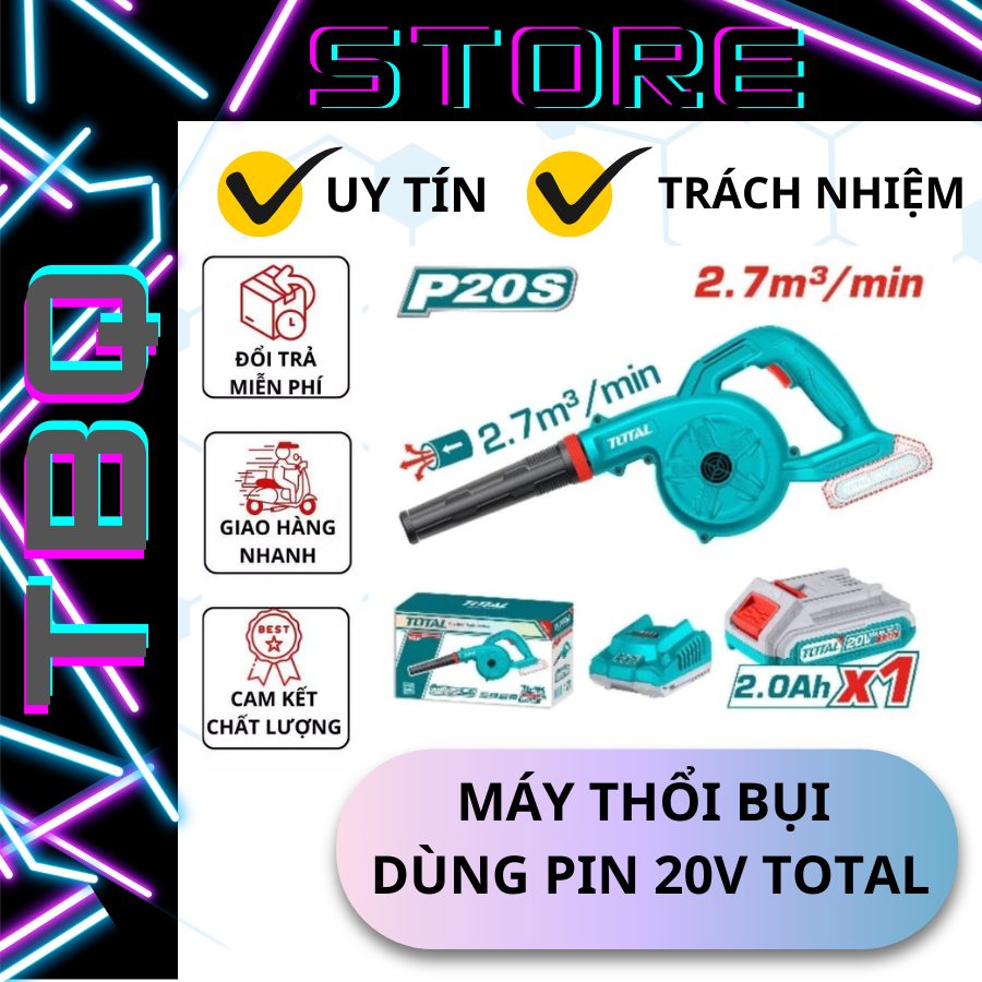 Máy thổi bụi dùng pin 20V TOTAL TABLI20028 tốc độ không tải 18000v/p ...