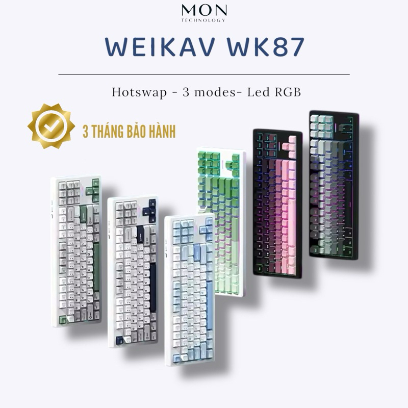[Sẵn hàng] Bàn phím cơ Weikav 87 | Led RGB | Plate PC | Gasket Mount ...