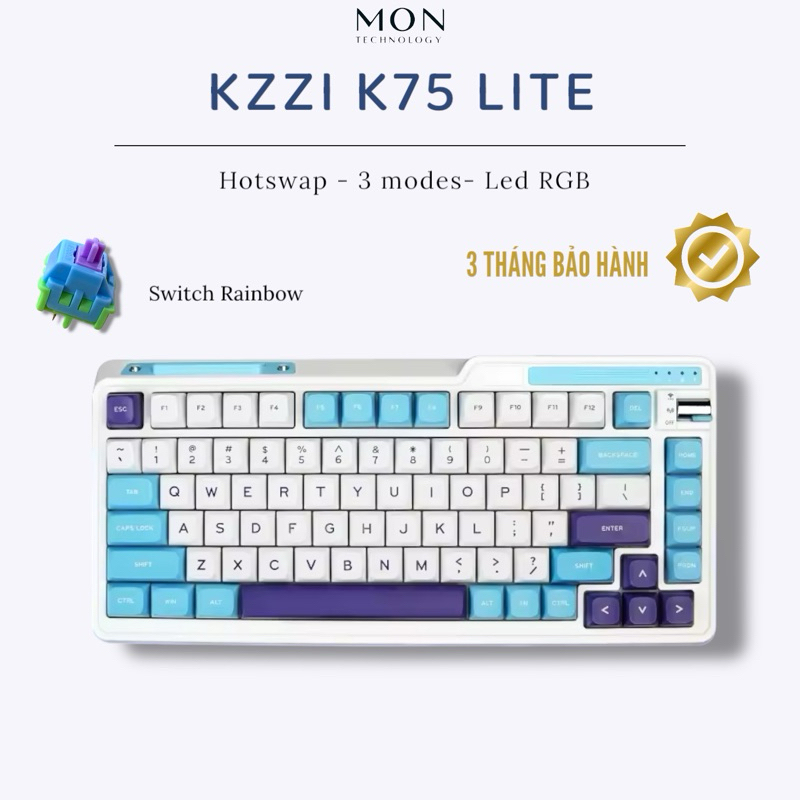 [HÀNG SẴN] Bàn phím Kzzi K75 Lite 3 Mode/Mạch xuôi/Hotswap/Led RGB ...