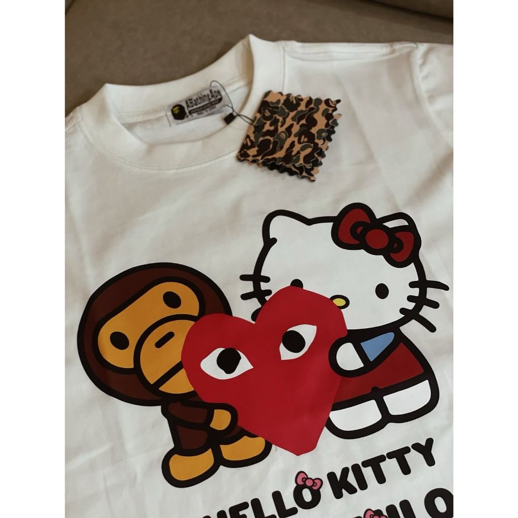 Áo Thun Nam Nữ Bape x Hello Kitty Hình In Dễ Thương Form Rộng Tay Lỡ ...