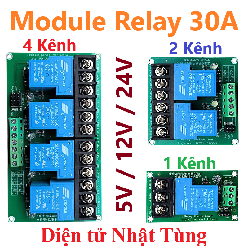 Mạch Relay 5VDC / 12VDC / 24VDC 30A 1 Kênh / 2 Kênh / 4 Kênh điện áp ...