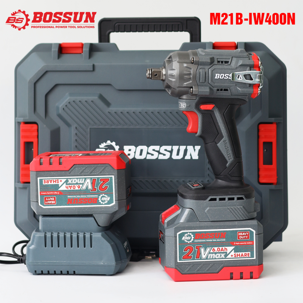 Máy siết bulong pin BOSSUN M21B-IW400N, Lực siết:400Nm, Đầu Bulong 2 in 1, Động cơ Lõi Đồng ...