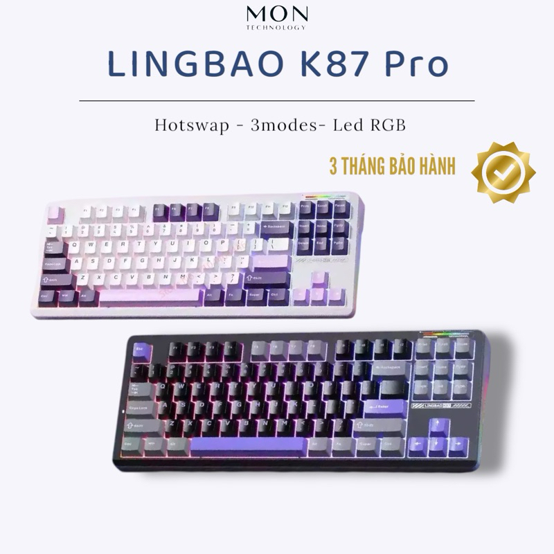 [Sẵn Hàng] Bàn phím cơ LingBao K87 Pro 3 Modes | Mạch Xuôi | Led RGB | Plate PC | Shopee Việt Nam