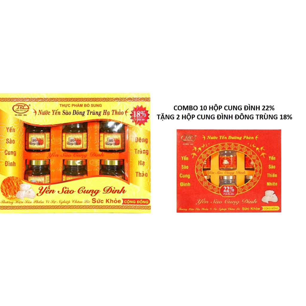 COMBO 10 Hộp Đường phèn 22% + 2 Đông trùng 18% tổ yến - YẾN SÀO CUNG ...