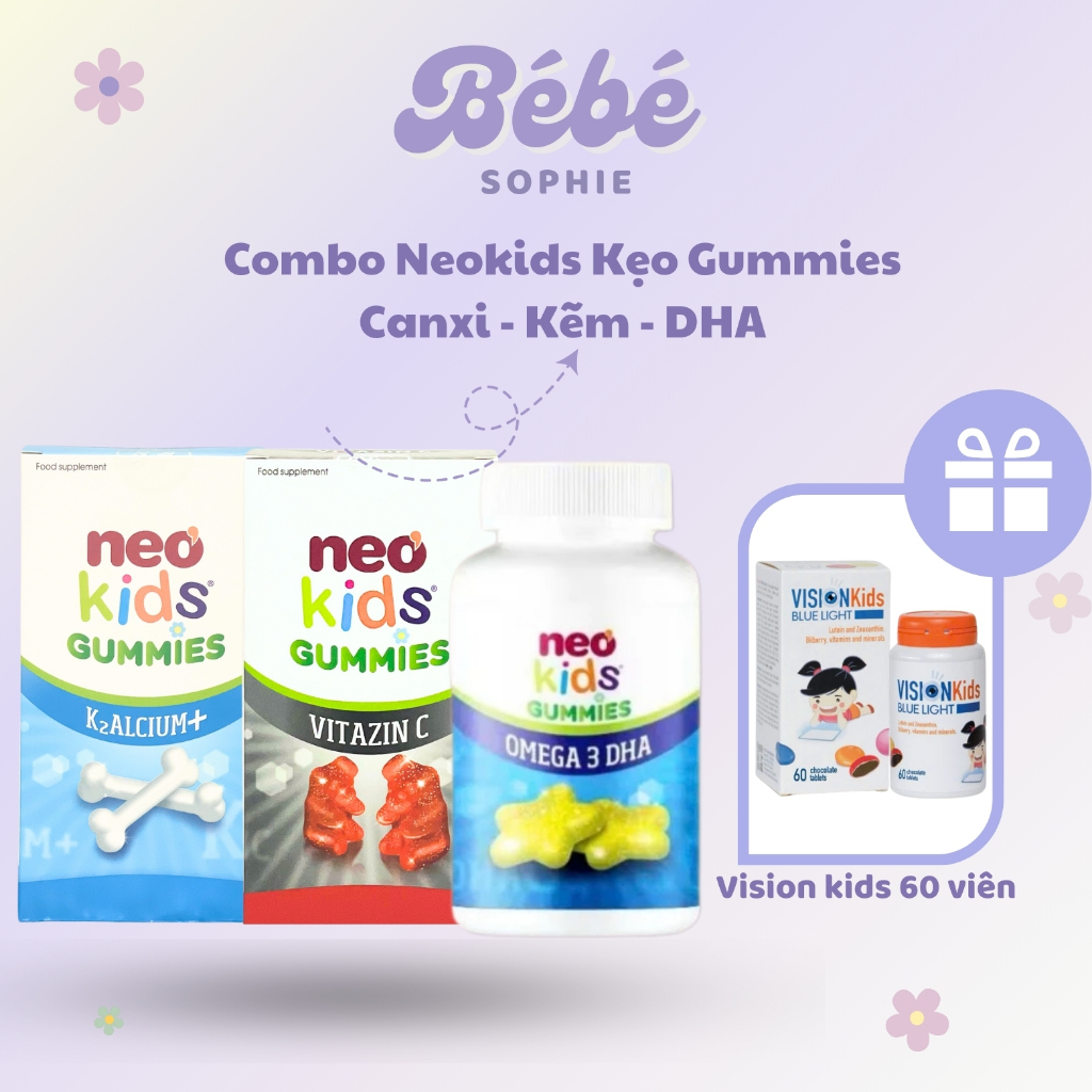 Combo Neokids Kẹo Gummies DHA , Canxi, Kẽm cho bé - Bebe Sophie ...