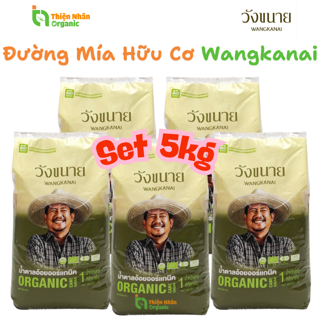 Set 5 Kg Đường Mía Thô Hữu Cơ Wangkanai Thái Lan Tiêu chuẩn EU, USDA ...