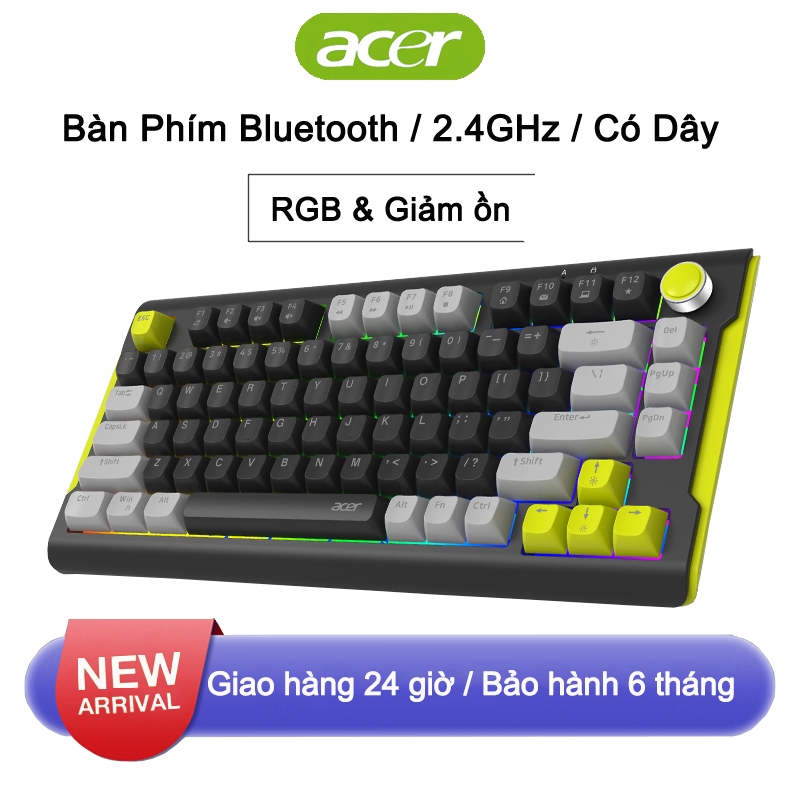 Bàn Phím Gaming Không Dây Acer OKW 223 Bluetooth / 2.4GHz / Có Dây Có ...
