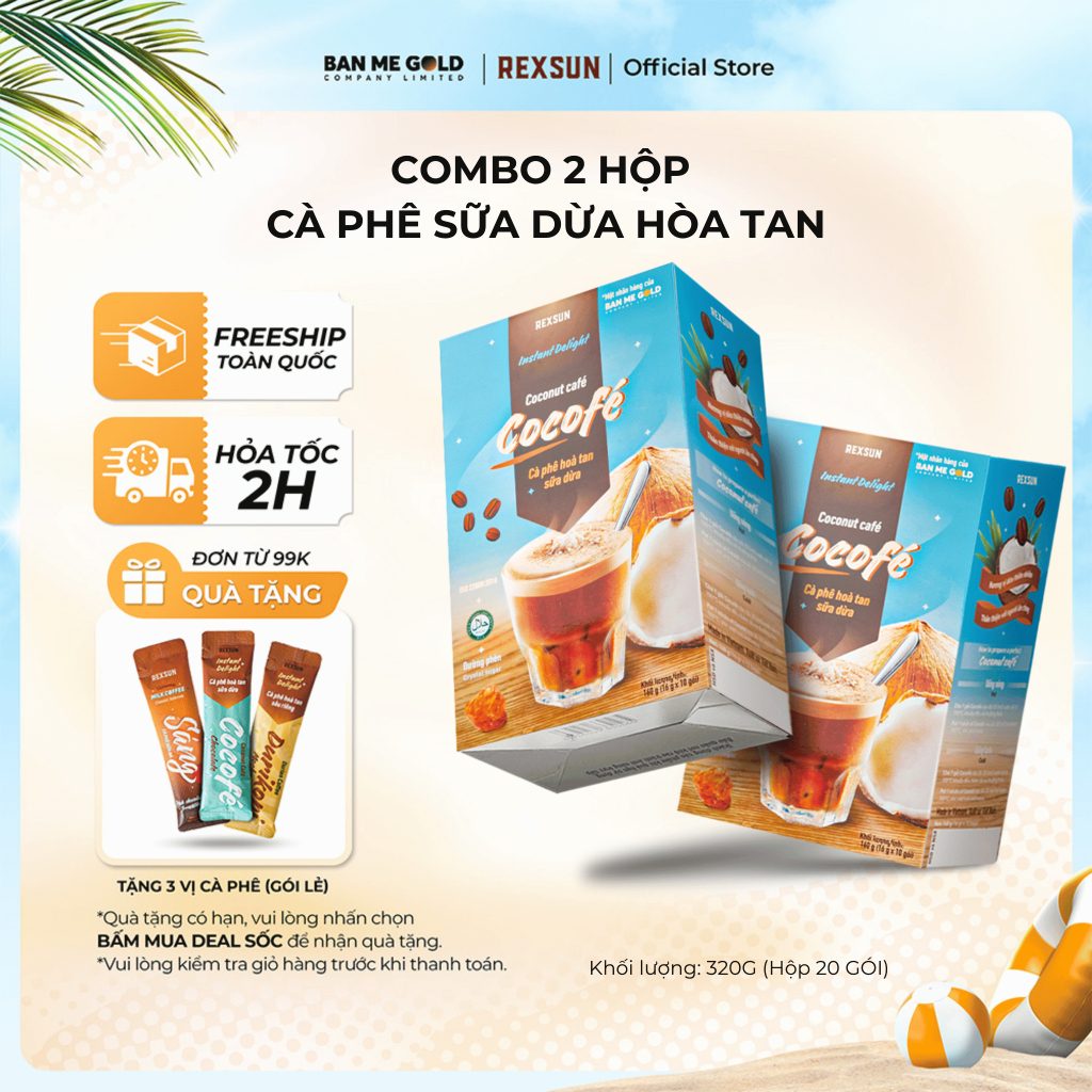 [COMBO TIẾT KIỆM] 2 Hộp Cà Phê Sữa Dừa Cocofe - (20 Gói) - Coconut Cafe ...
