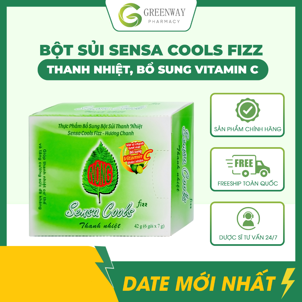 Bột sủi Sensa Cools Fizz hương chanh thanh nhiệt, bổ sung vitamin C ...
