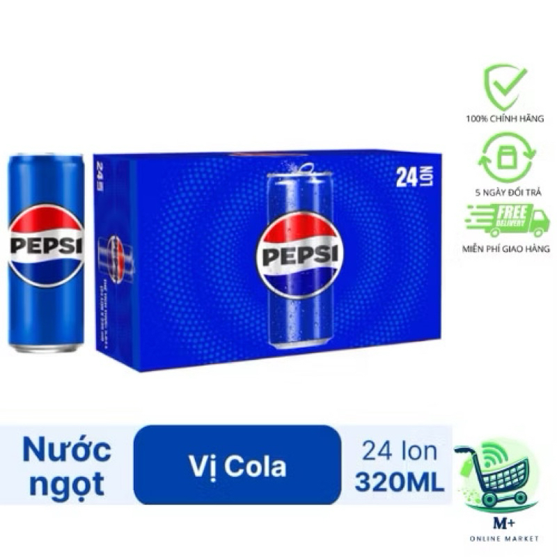 [ Chỉ Giao Hoả Tốc ] Thùng 24 LON Nước Ngọt Có Gaz Pepsi (320ml/chai) | Shopee Việt Nam