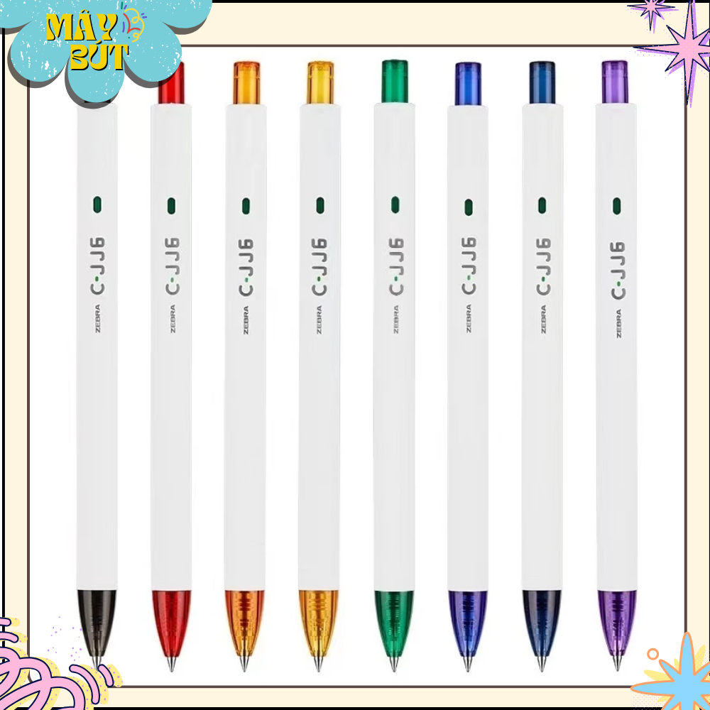 Bút mực gel bấm Zebra C-JJ6 nhiều màu sắc | Bút gel cỡ ngòi 0.5mm | 8 ...
