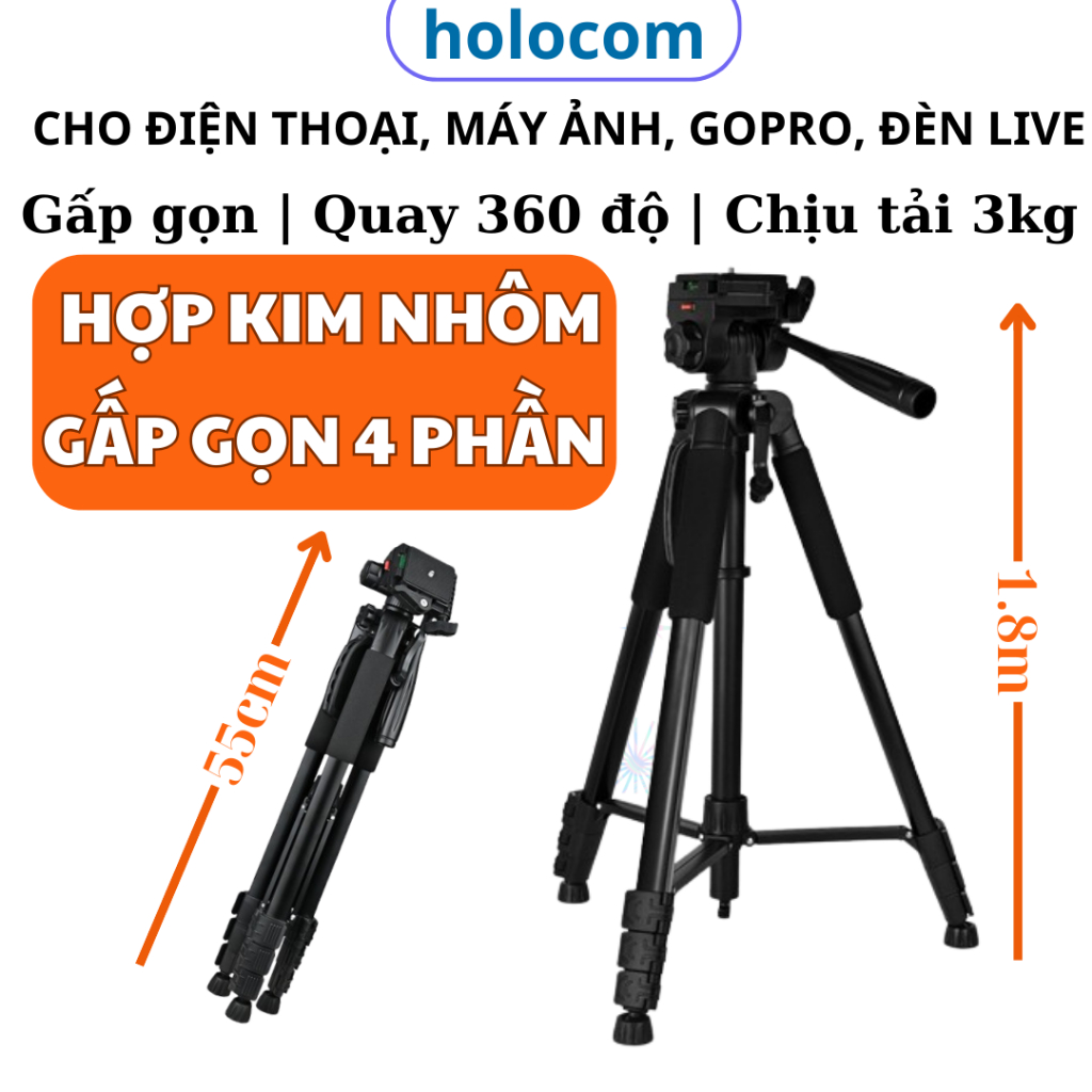 Tripod Điện Thoại Chân Máy Ảnh 3 Chân F180ST 360 Độ Chắc Chắn, Điều ...